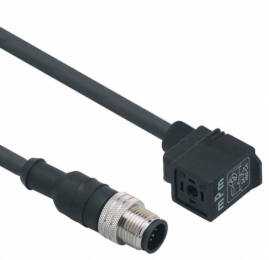 IFM, M12 Male Straight x DIN Form C, 5 m Cable Lg, Patch cable - 787D40 ...