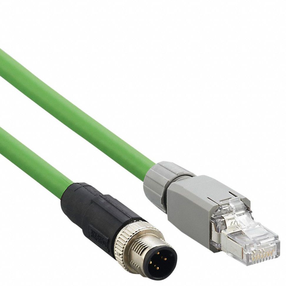 IFM, M12 Male Straight x RJ45 Male Straight, 20 m Lg, Ethernet Cable ...