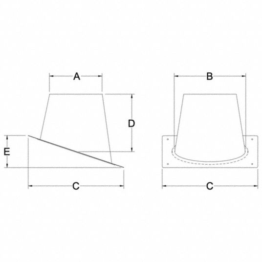 For Pitched Roof, Square Base, 12.5"H-W SS Tall Cone Flashing/Support ...