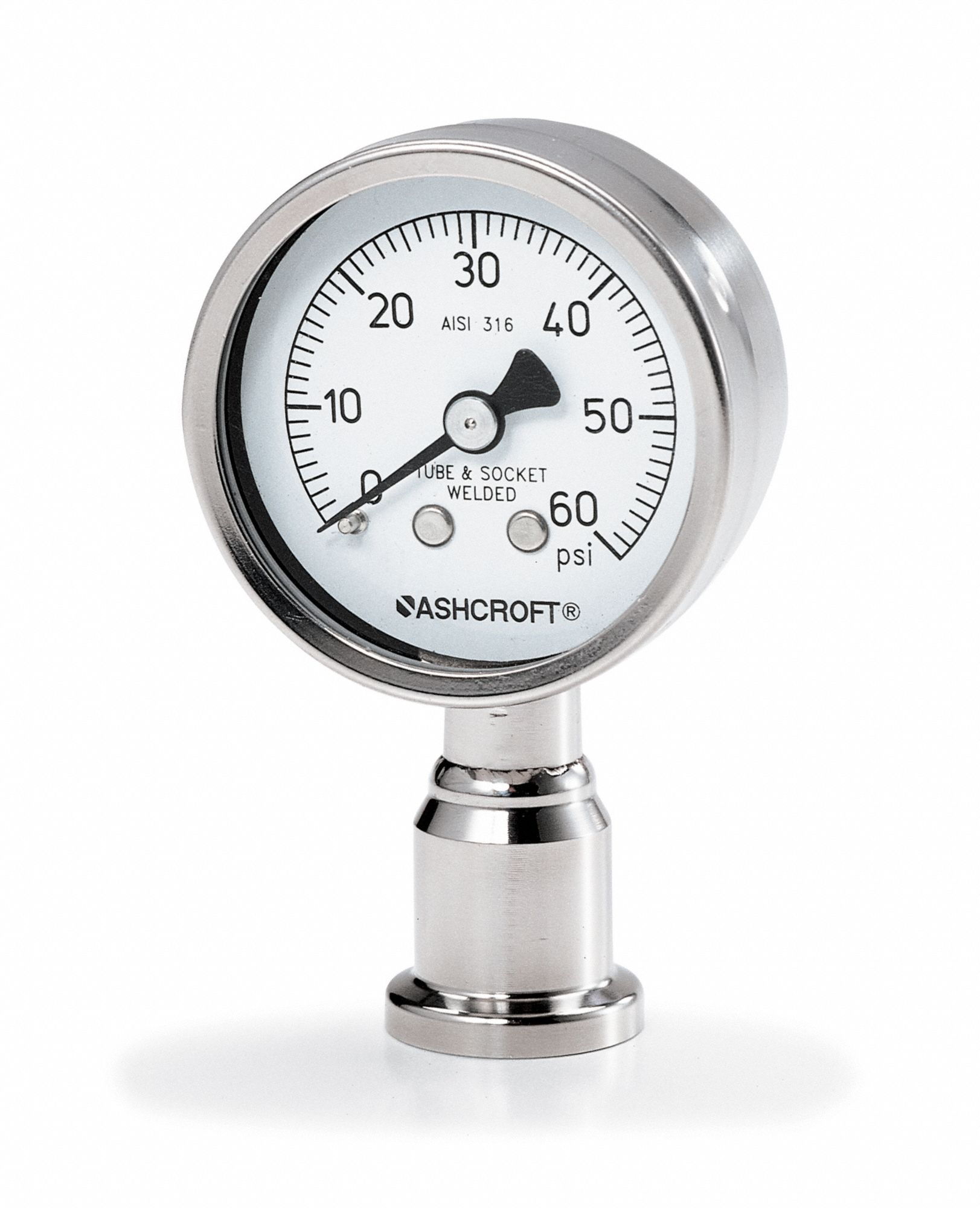 ASHCROFT, 0 psi to 100 psi, 2 in Dial, Compound Gauge - 787MN1|201032S75L30IMV&100# - Grainger