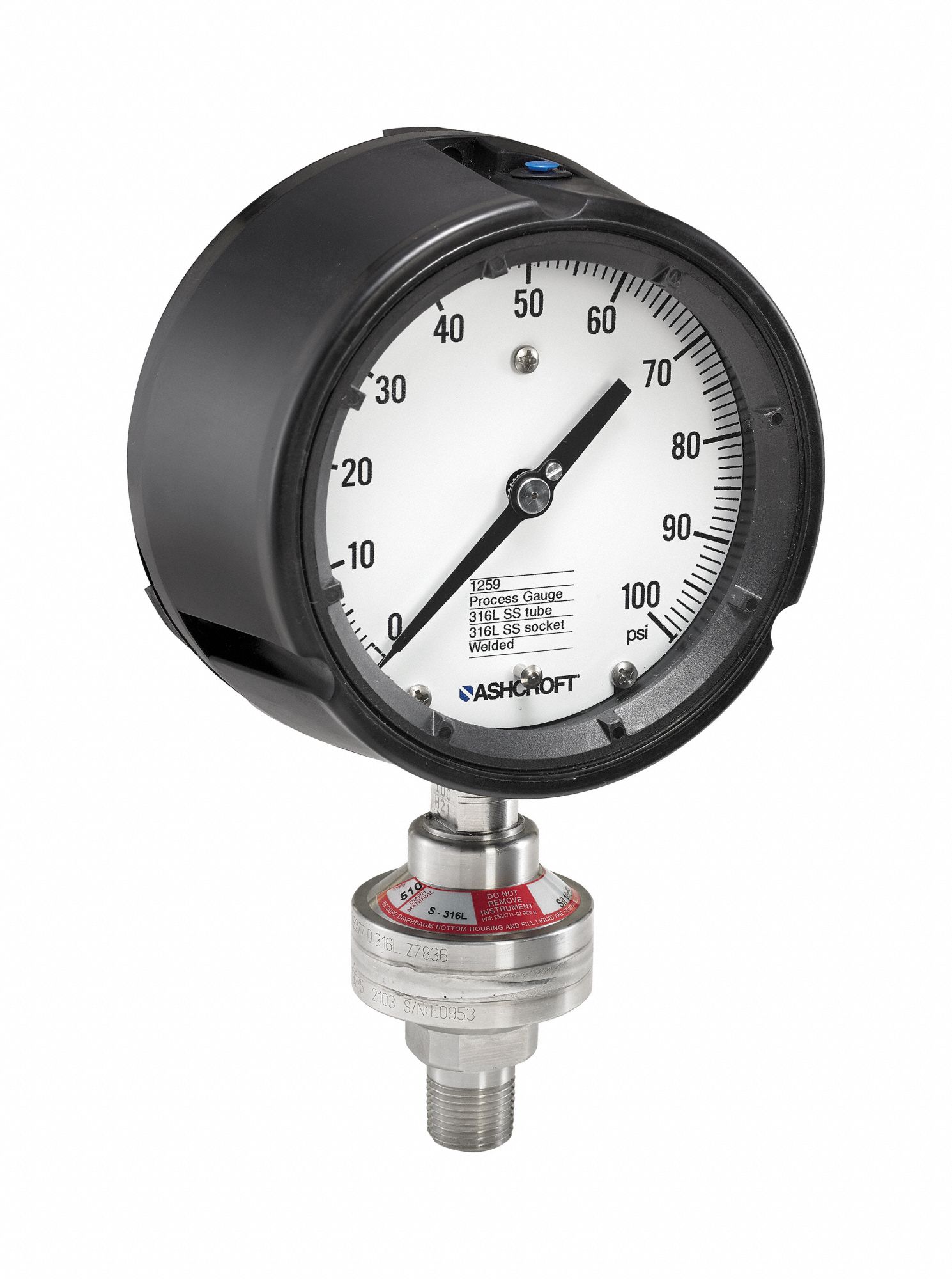 ASHCROFT, 0 psi to 60 psi, 1259, Pressure Gauge - 787MW6 ...