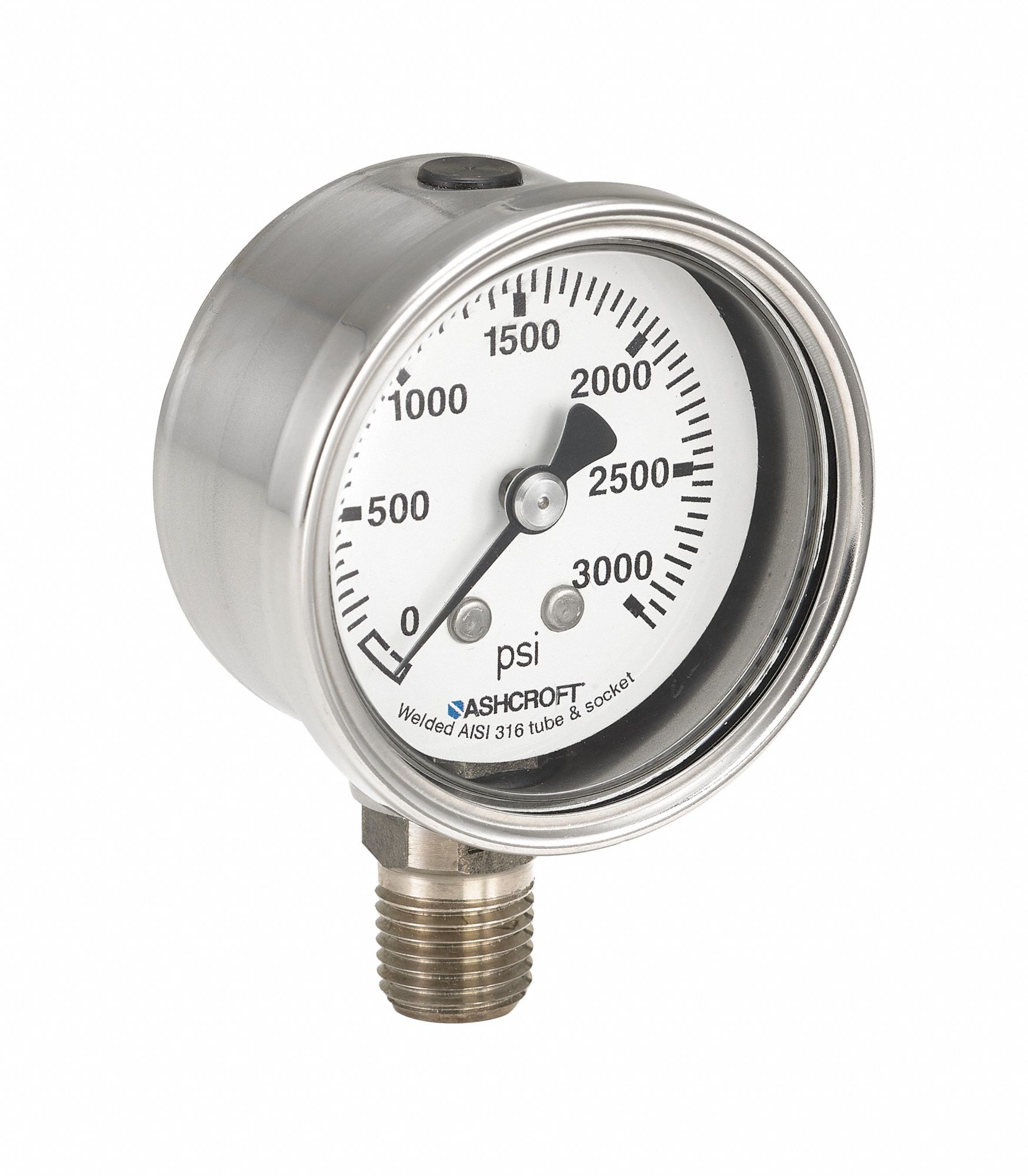 ASHCROFT, 0 psi / Hg to 60 psi, 2 in Dial, Pressure Gauge - 787NF1|501008S02L60# - Grainger