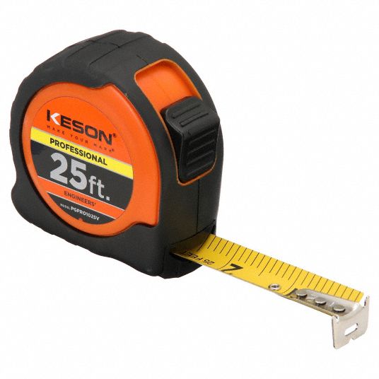 KESON, Inch/Engineer's Scale, Nonmagnetic Single Hook Tip, Tape Measure ...
