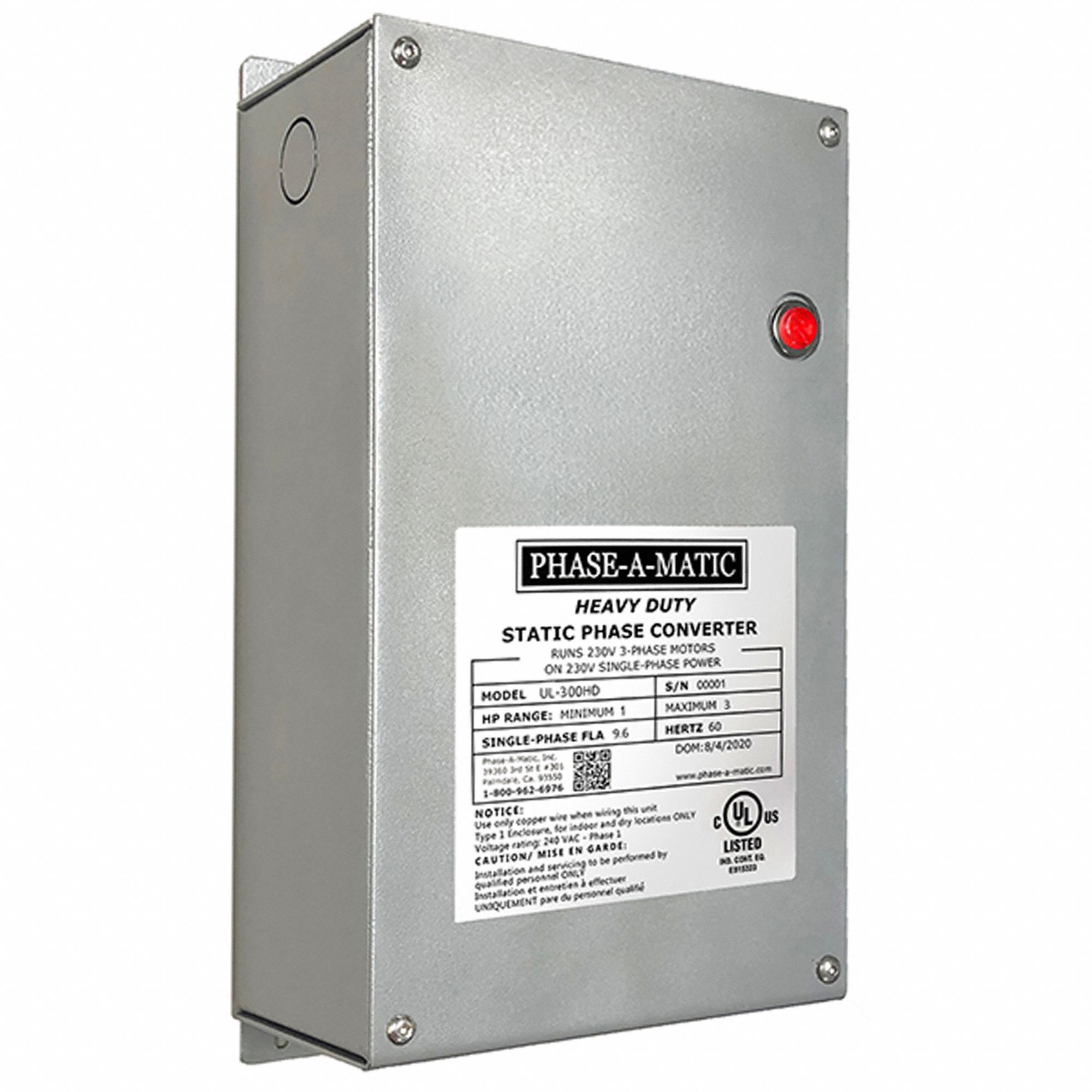 PHASE-A-MATIC, Static, Single, Phase Converter - 787PK2|UL-300HD - Grainger