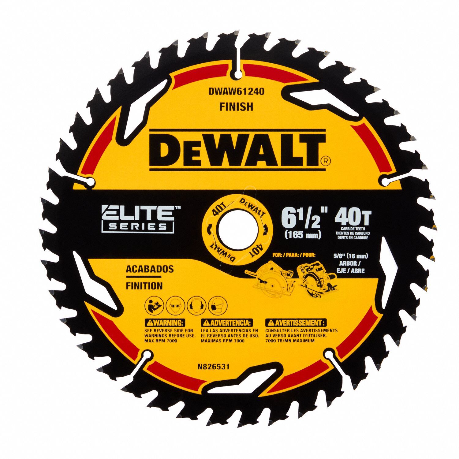 DEWALT, 6 1/2 in Blade Dia., 40 Teeth, Circular Saw Blade - 787PK7 ...