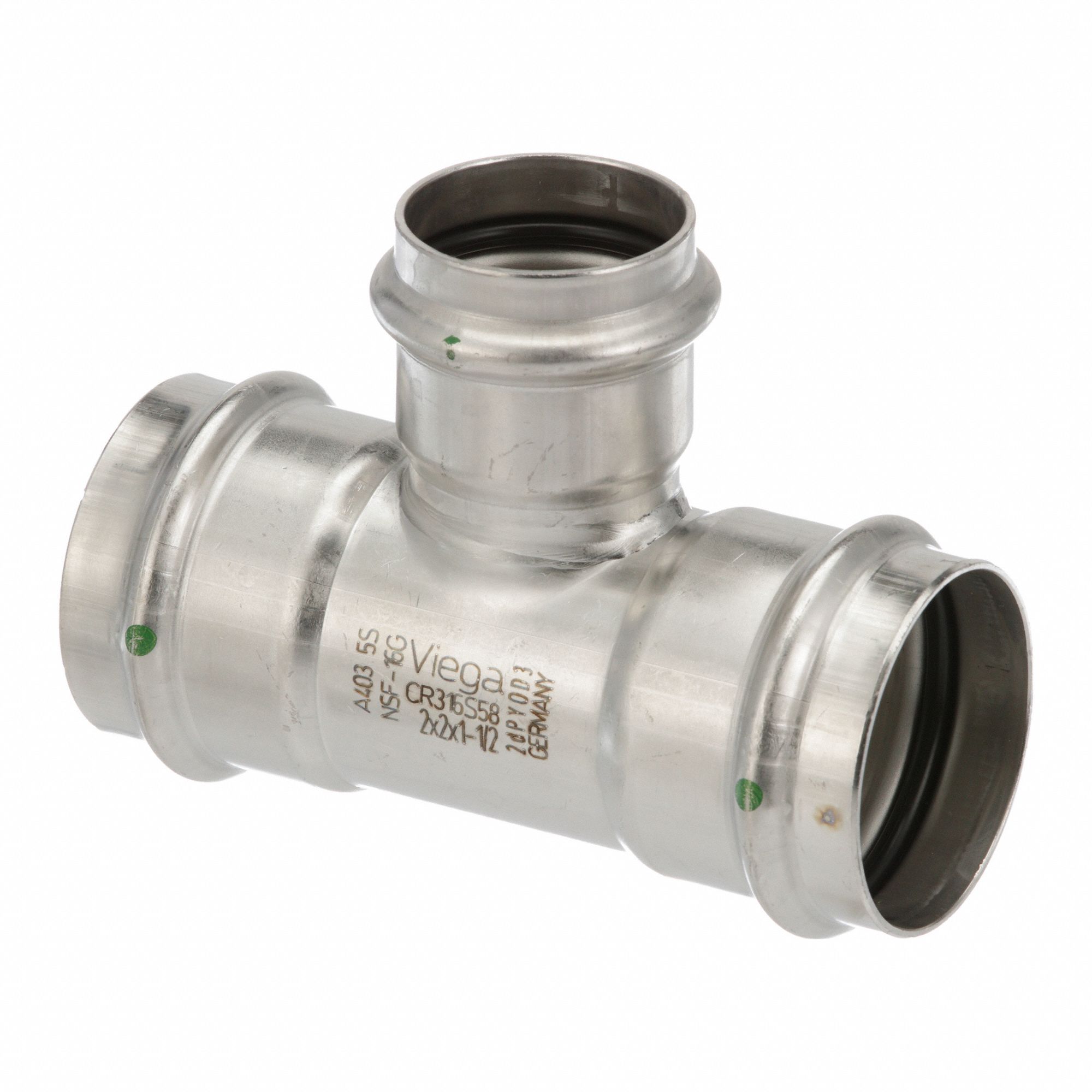 VIEGA PROPRESS, 2 in CTS x 2 in CTS x 1 1/2 in CTS Size, Rubber, Crimp ...