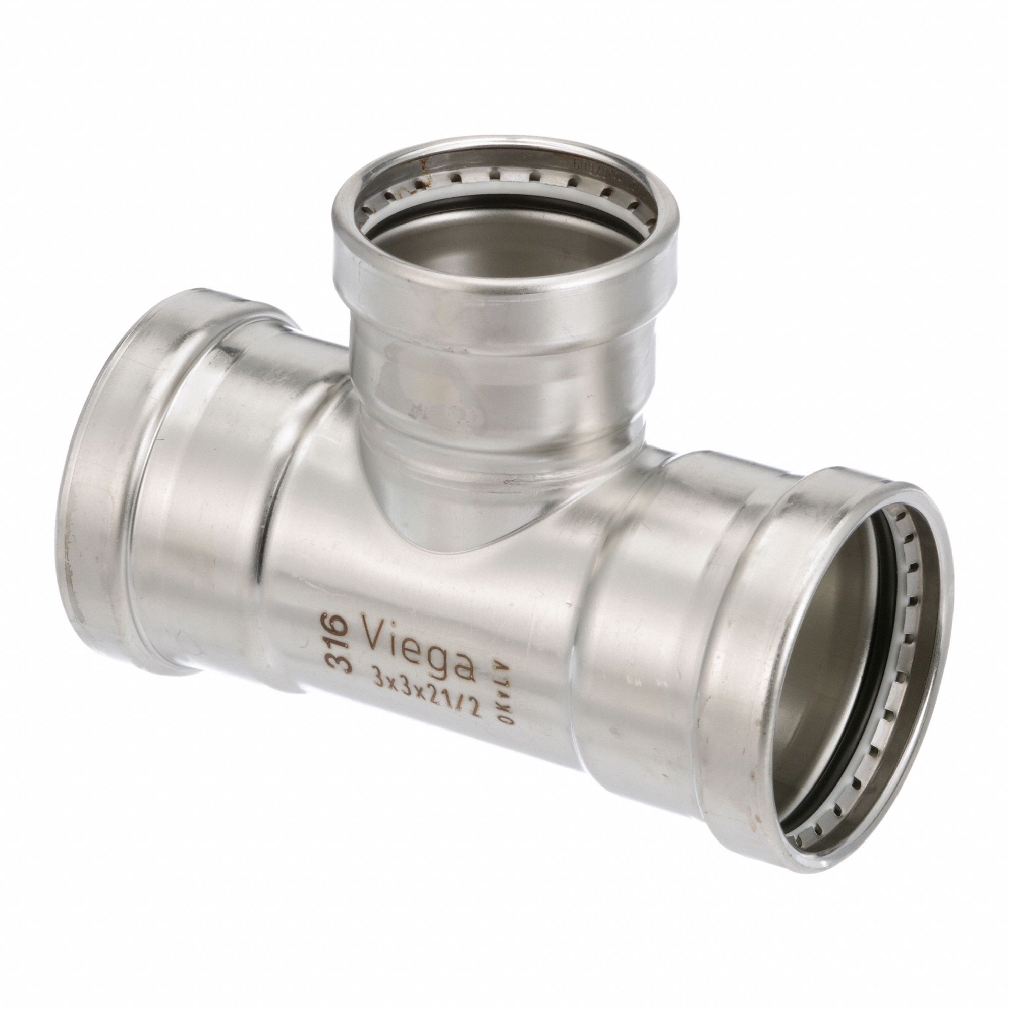 VIEGA PROPRESS, 3 in CTS x 3 in CTS x 2 1/2 in CTS Size, Rubber, Crimp ...