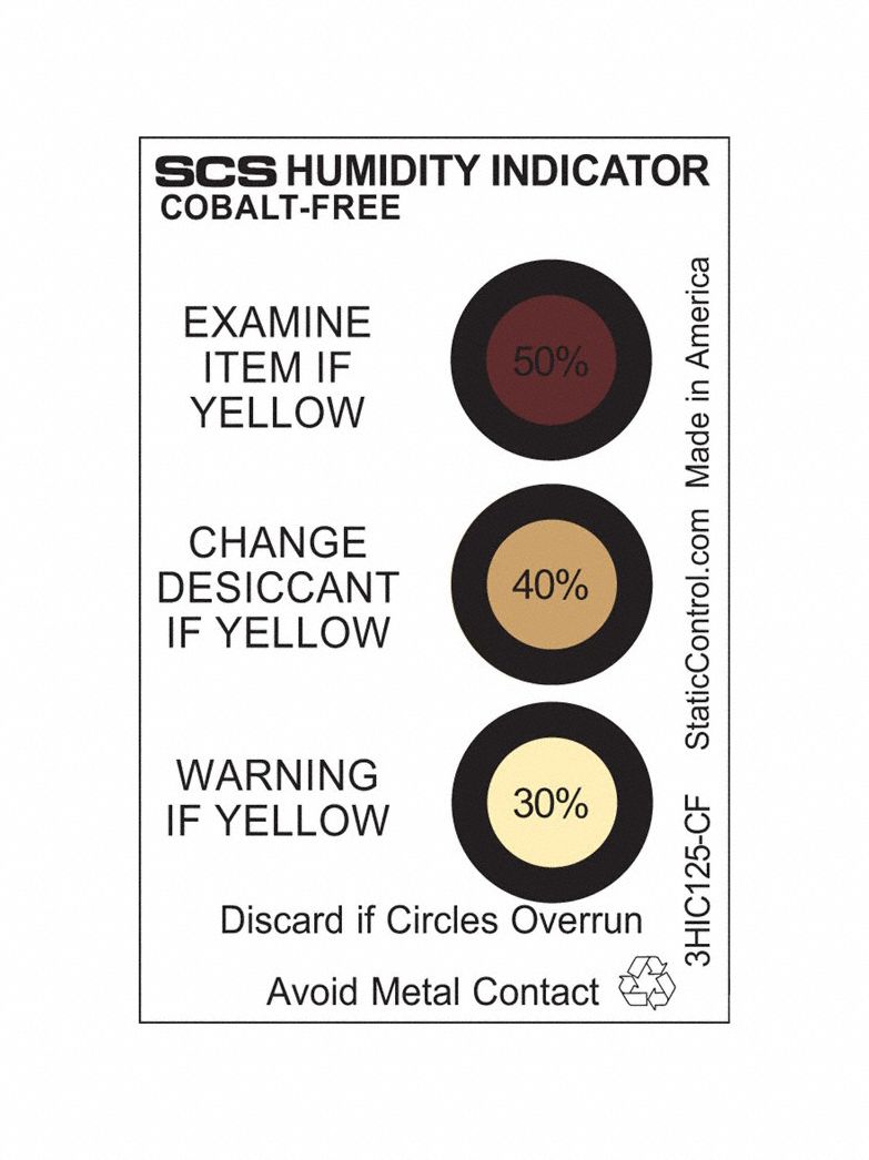 2 in Wd, 3 in Lg, Humidity Measurement Card 3-Spots - 788X30|3HIC125-CF ...