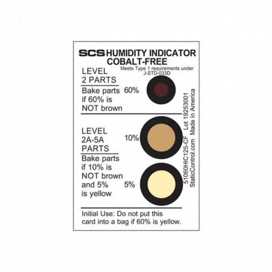 2 in Wd, 3 in Lg, Reversible Humidity Card - 788X32|51060HIC125-CF ...