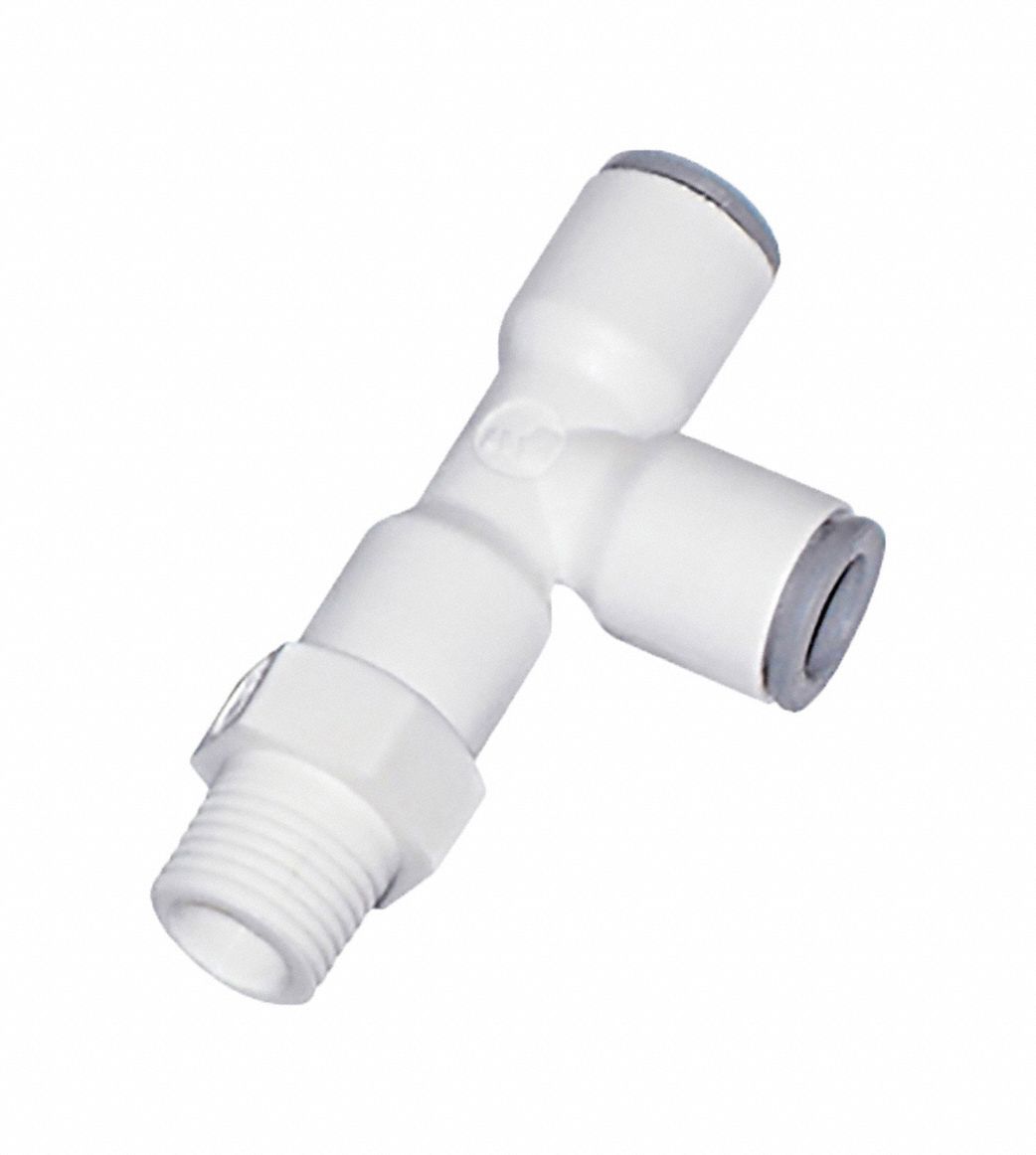 PARKER, Tee, 1/4 mm Pipe x 6 mm OD Size, Push-Fit Tee Fitting - 791D77 ...