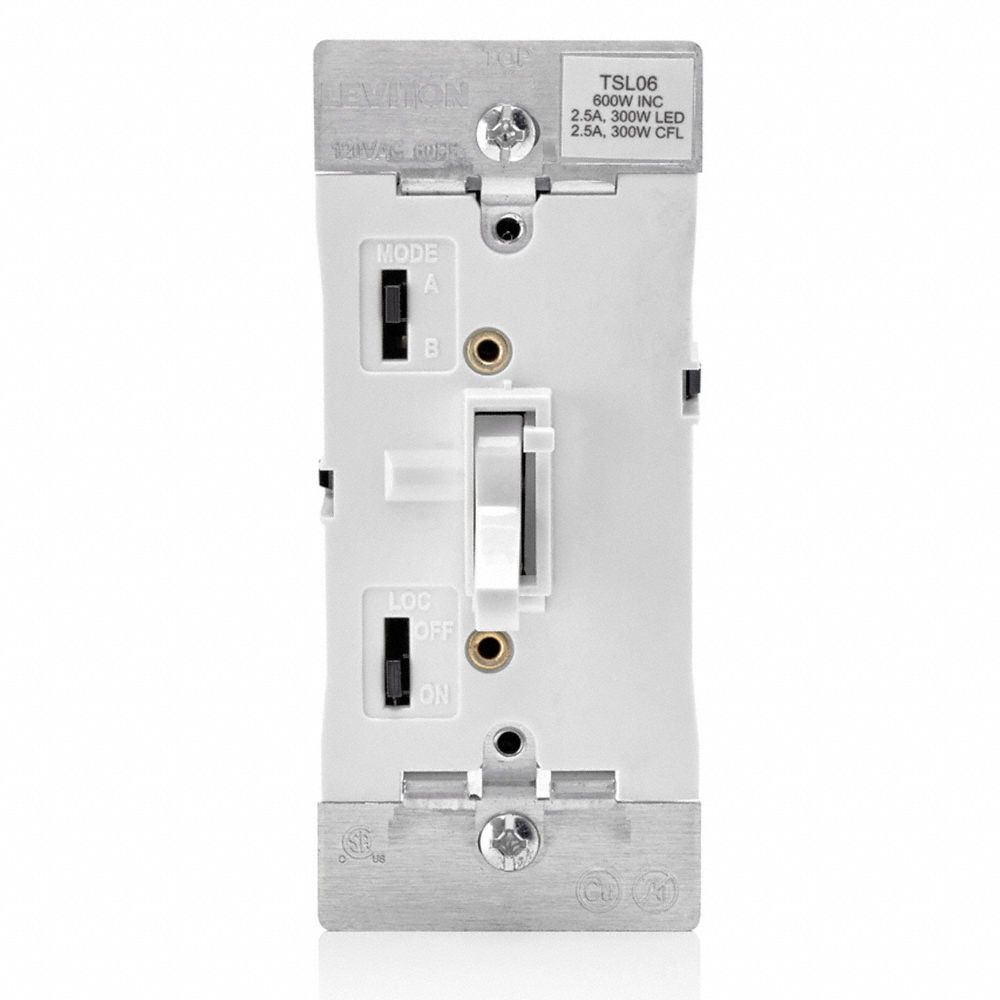 LEVITON, Fluorescent/Halogen/Incandescent/LED, 1-Pole, 3-Way, Lighting ...