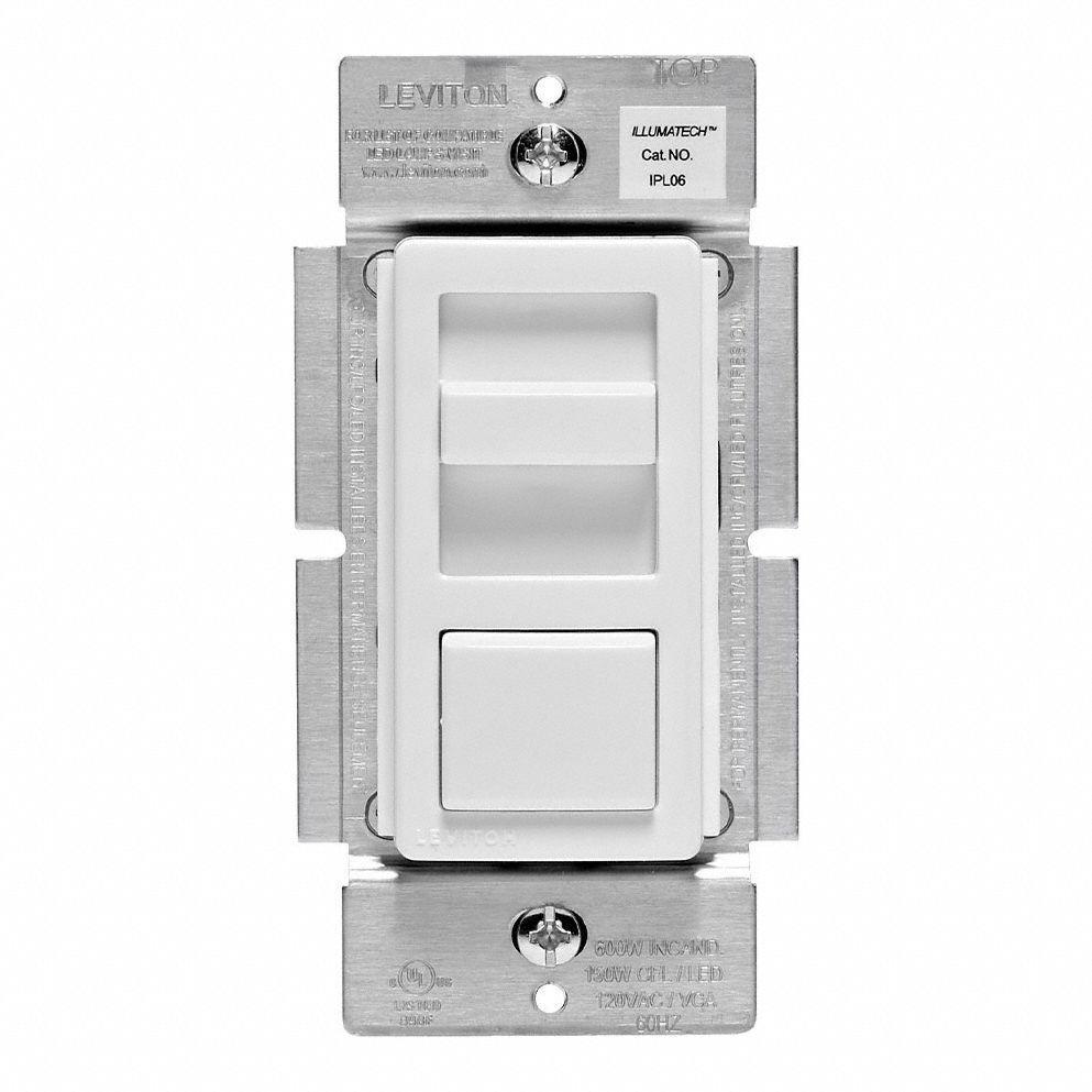 LEVITON, Fluorescent/Incandescent/LED, 1-Pole, 3-Way, Lighting Dimmer ...