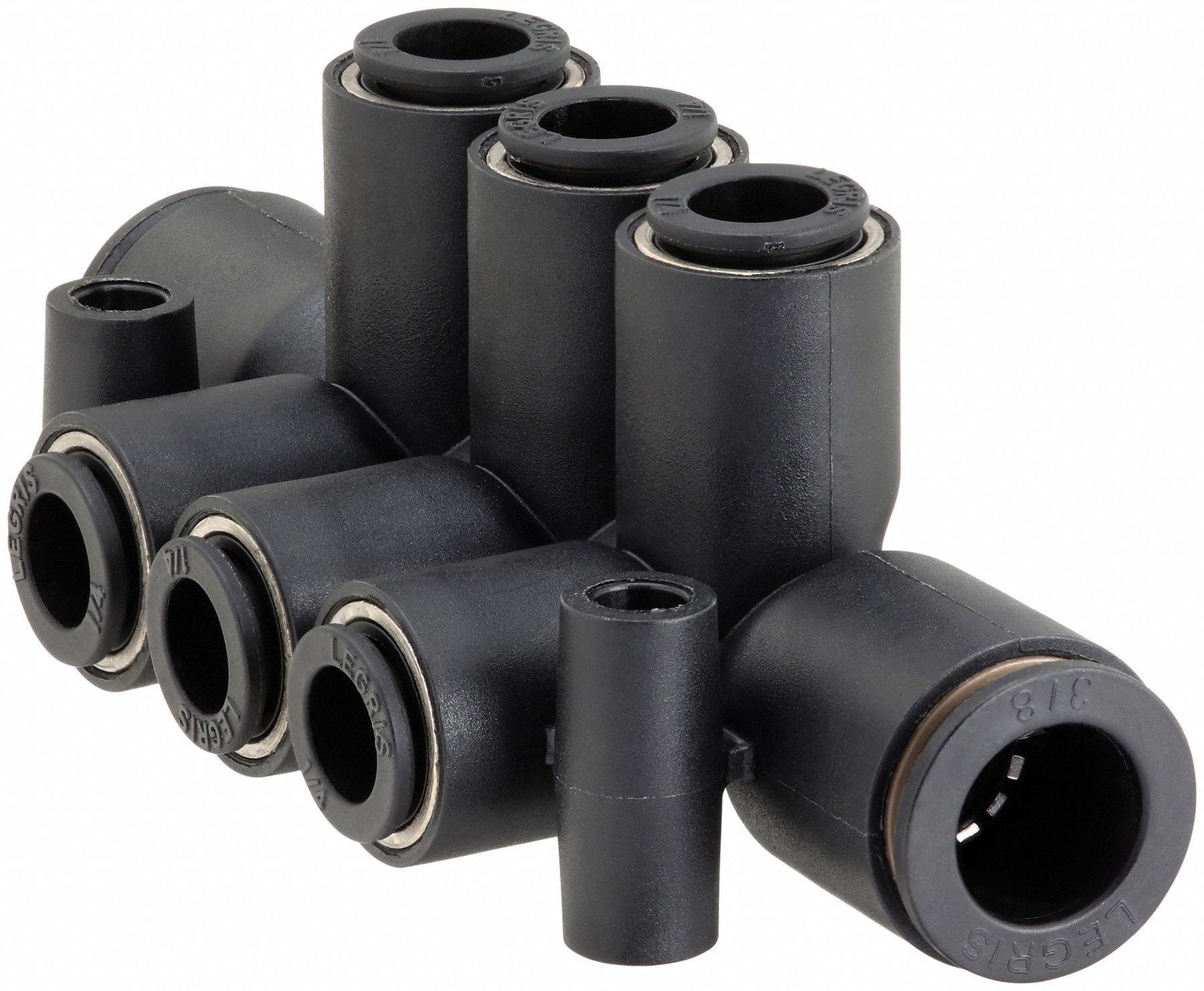LEGRIS, 3/8 in OD x 1/4 in OD x 1/4 in OD Size, Technical Polymer, Push-Fit Tee Fitting - 791T58 ...
