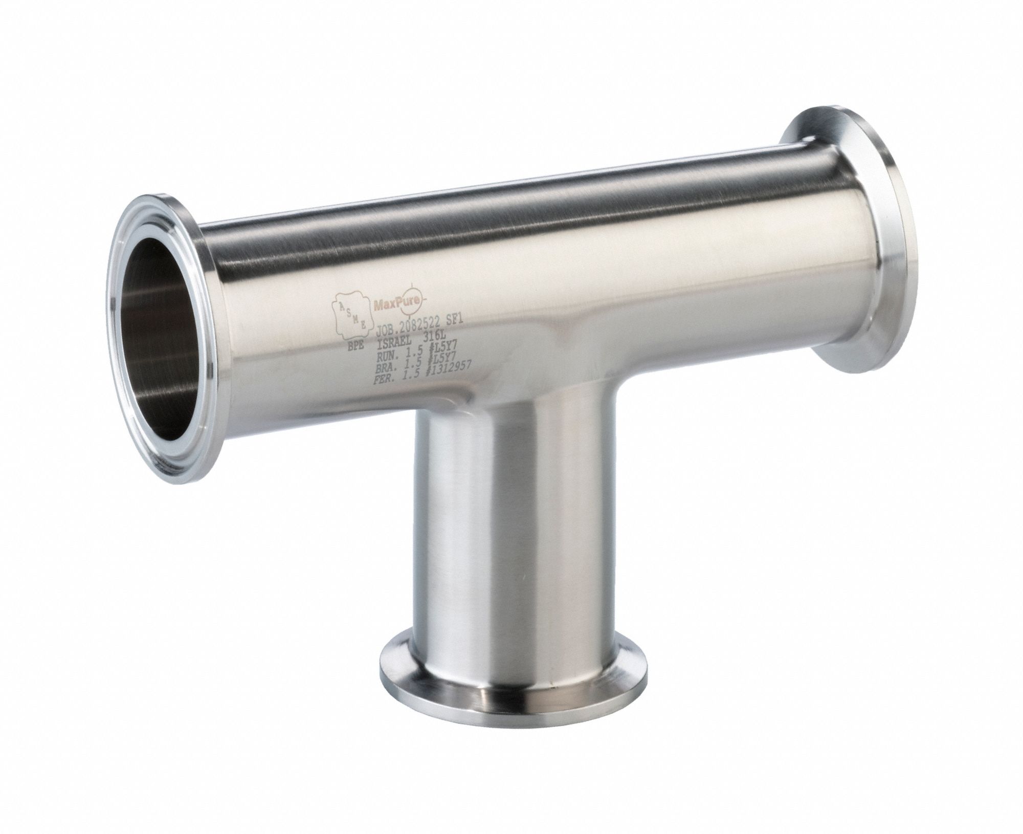 Tee, 3 in OD x 3 in OD x 3 in OD Size, Sanitary Tee Fitting - 792MV6 ...