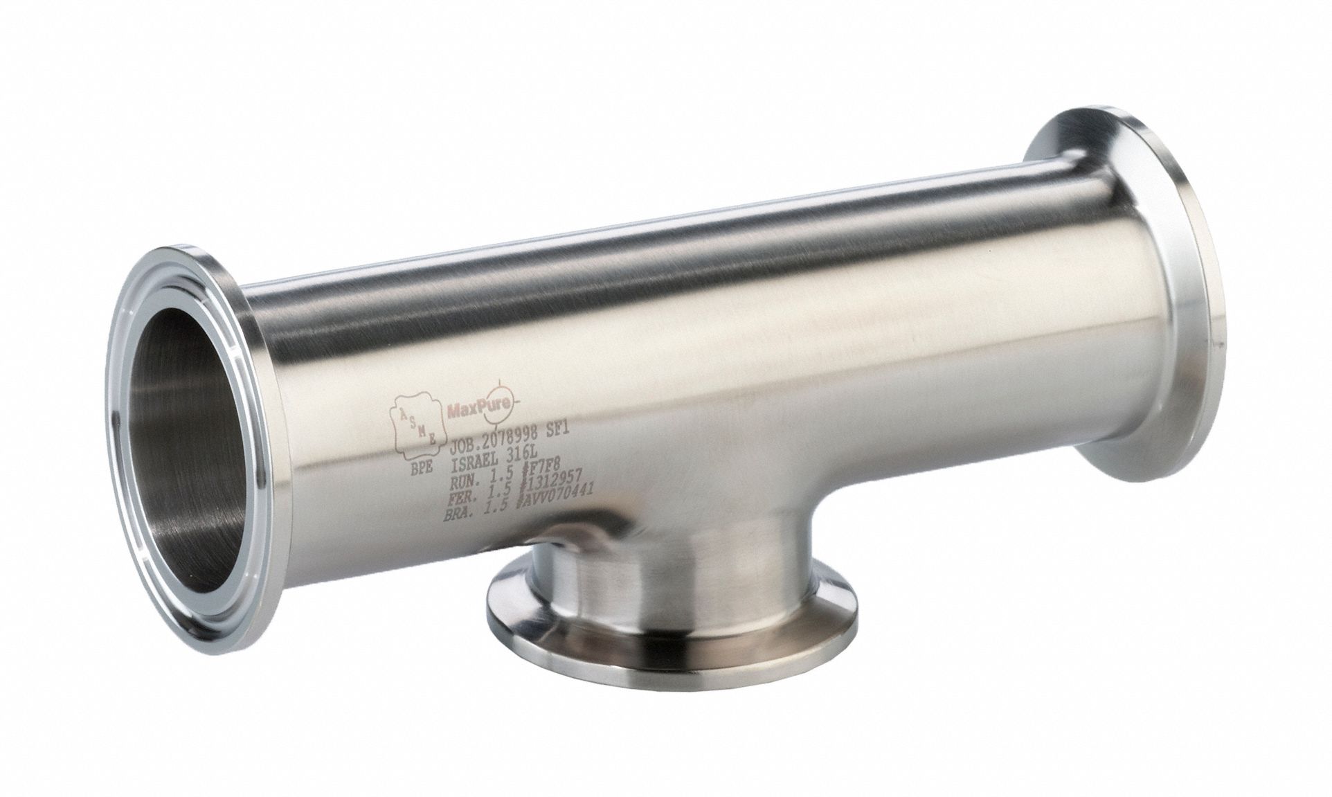 Short Outlet Tee, 2 in OD x 2 in OD x 2 in OD Size, Sanitary Tee ...