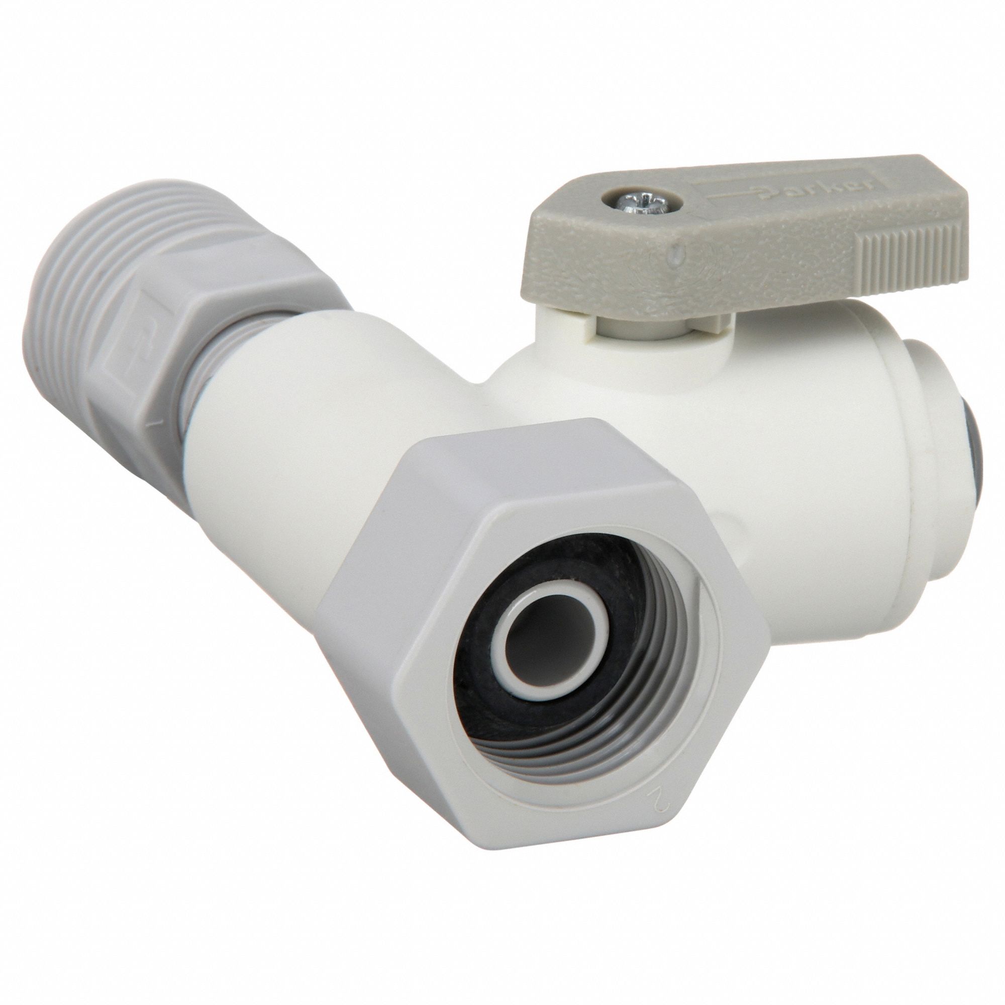 PARKER, Polypropylene, 150 psi Max. Op Pressure, Stop Valve Adapter ...
