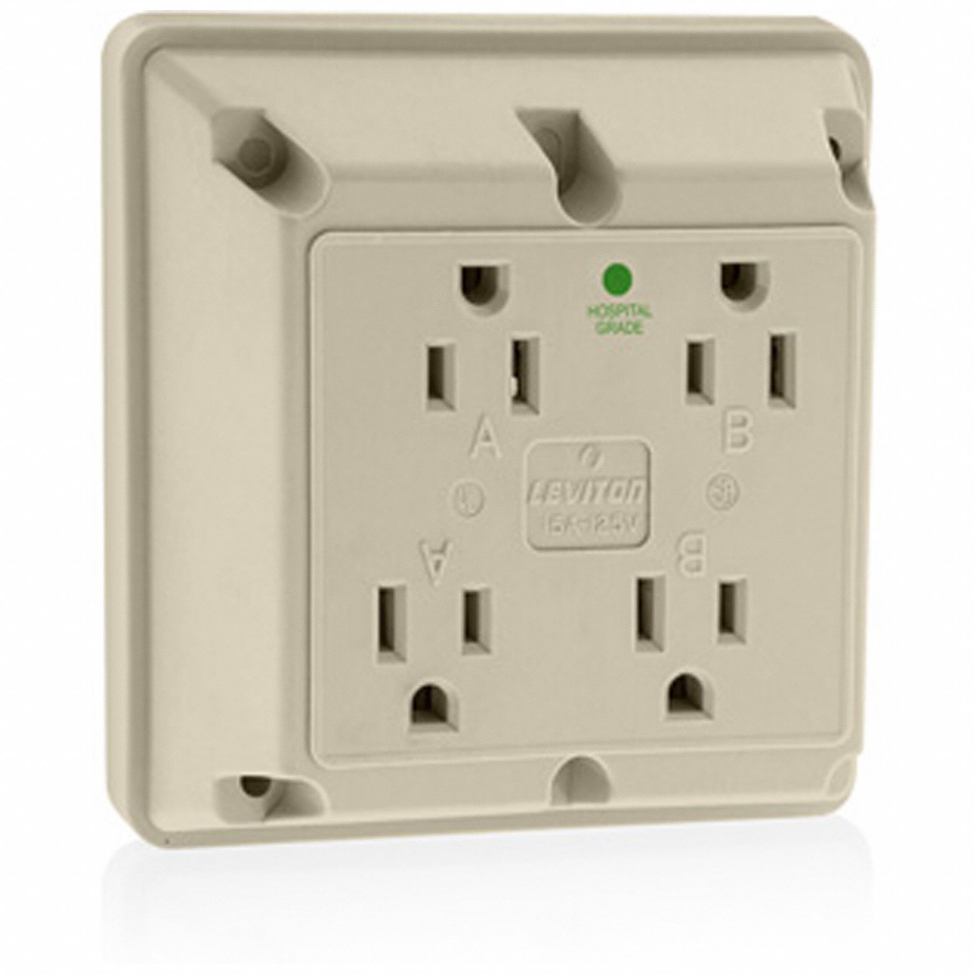 LEVITON, Quad, 5-15R, Receptacle - 792RY1|1254-HI - Grainger