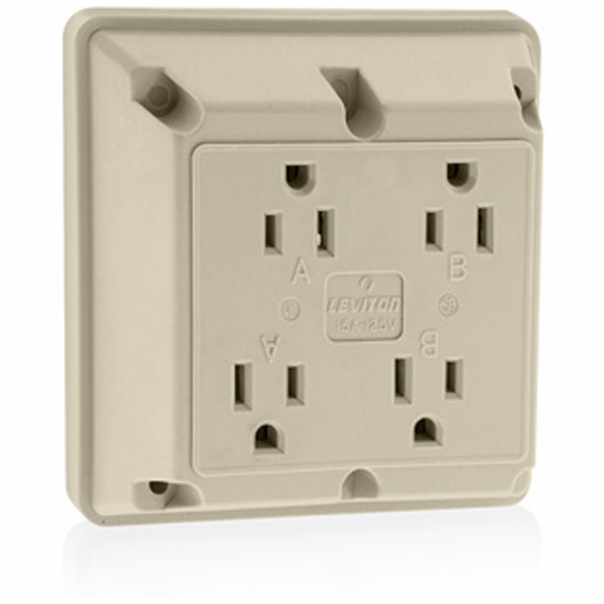 LEVITON, Quad, Ivory, Receptacle - 792RY4|1254-I - Grainger
