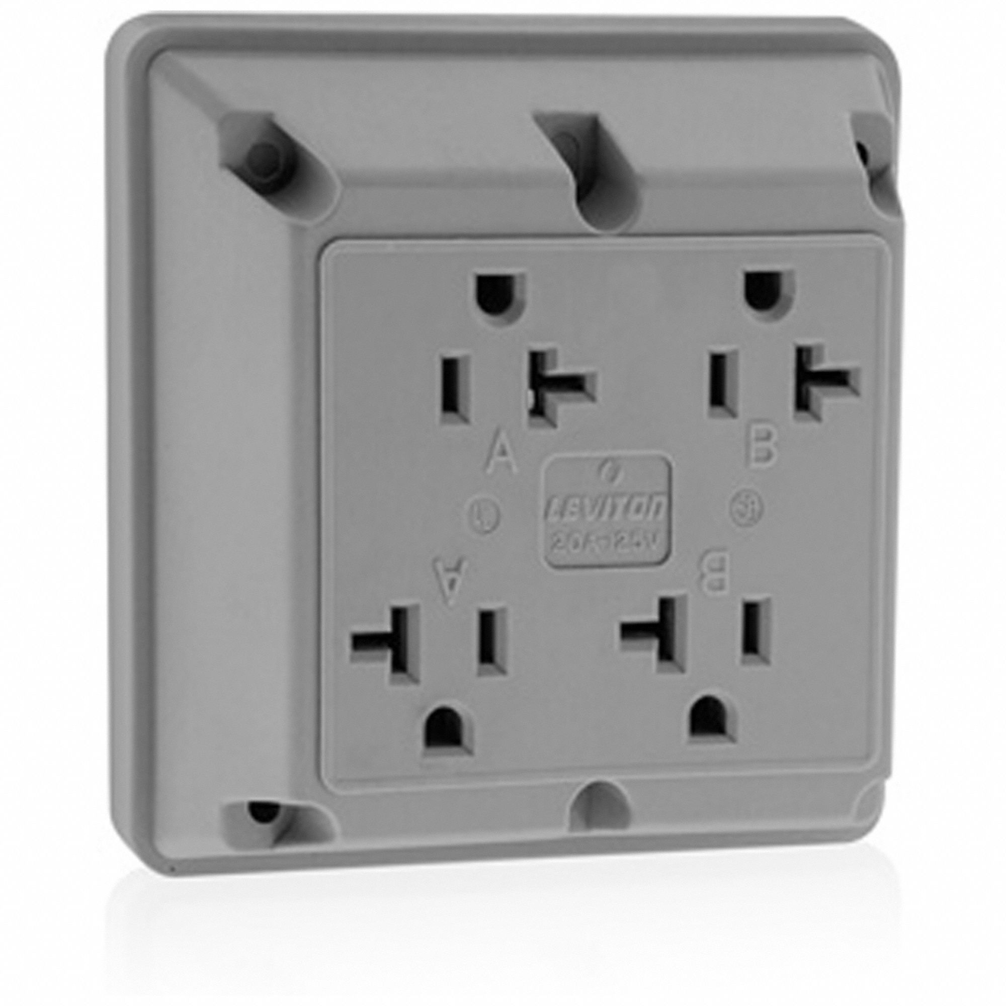 LEVITON, Quad, Gray, Receptacle - 792T28|21254-GY - Grainger