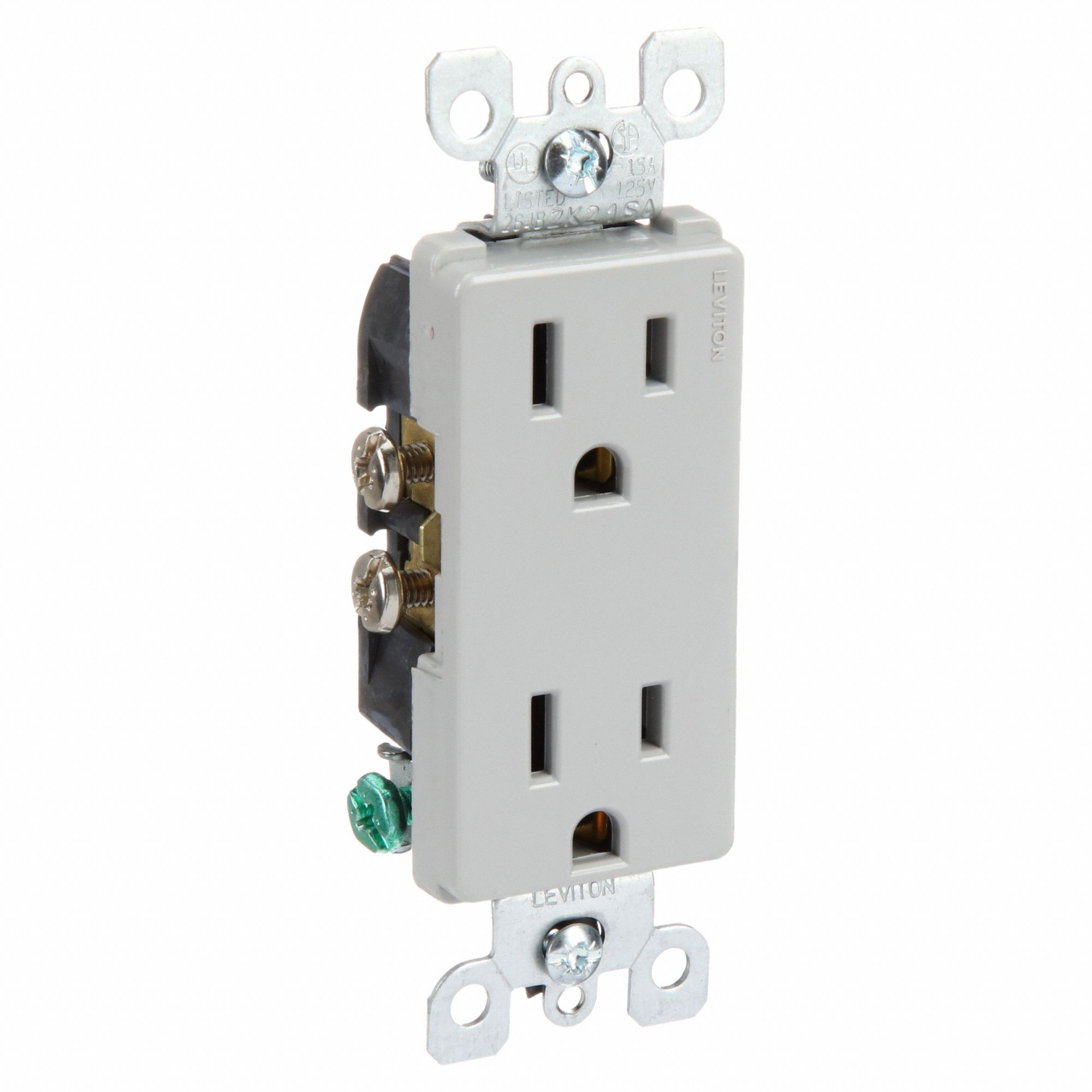 LEVITON, Decorator Duplex, Gray, Receptacle - 792TP0|5325-GY - Grainger