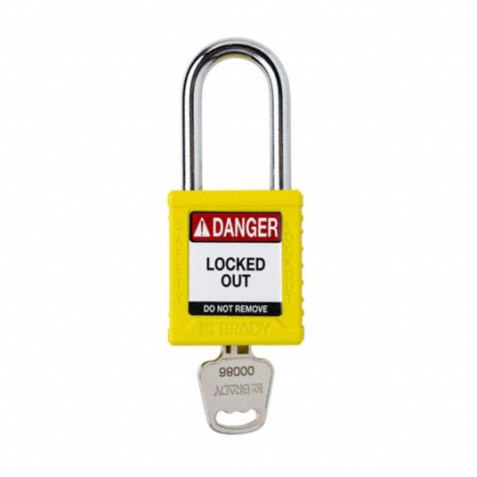 BRADY, Keyed Different, Nylon, Padlock - 793EA1|SDPL-YLW-38ST-KD - Grainger