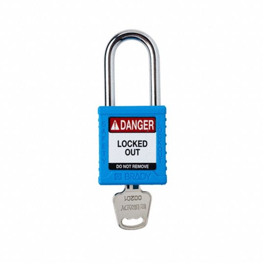 BRADY, Keyed Different, Nylon, Padlock - 793EA2|SDPL-BLU-38ST-KD - Grainger