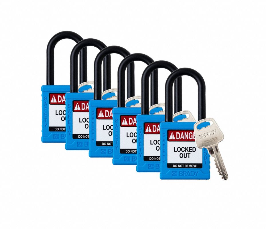 BRADY Candado de Bloqueo Azul con 6 llaves Igual - Candados con ...
