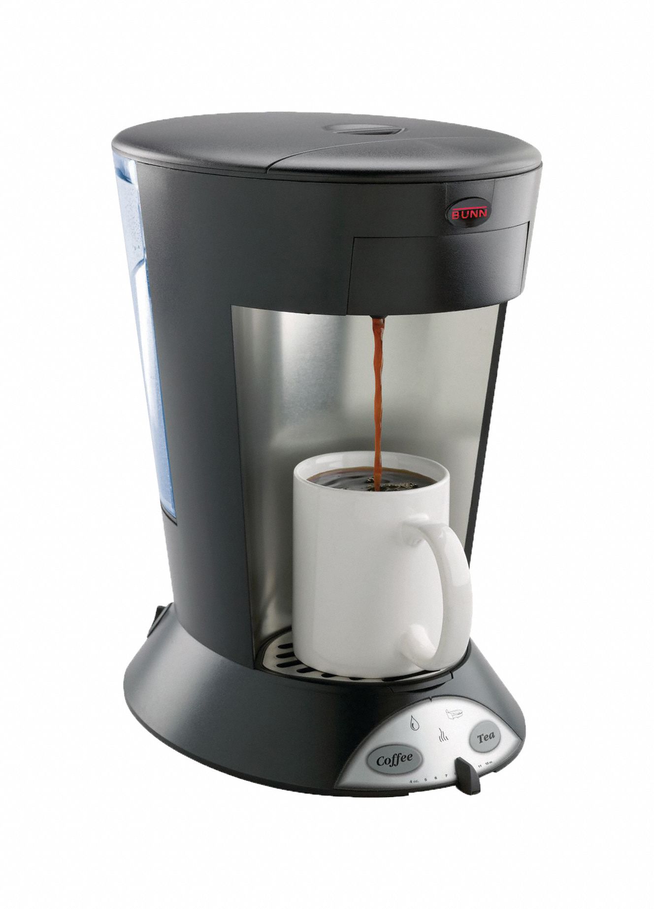 BUNN, 12 fl oz Max Brewing Capacity, Black/Silver, Single Serve Coffee ...