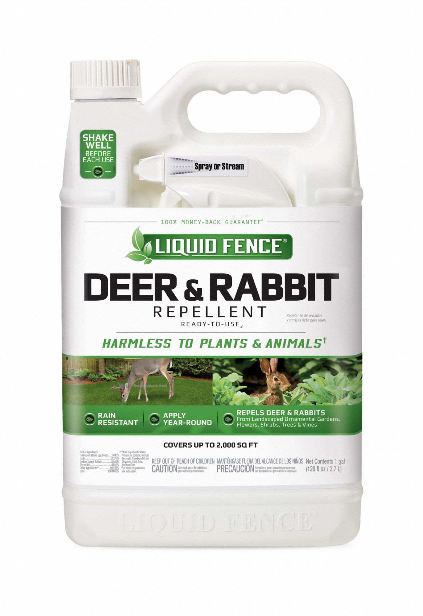 LIQUID FENCE, Targets Deer/Rabbits, 2,000 sq ft Coverage Area, Animal ...