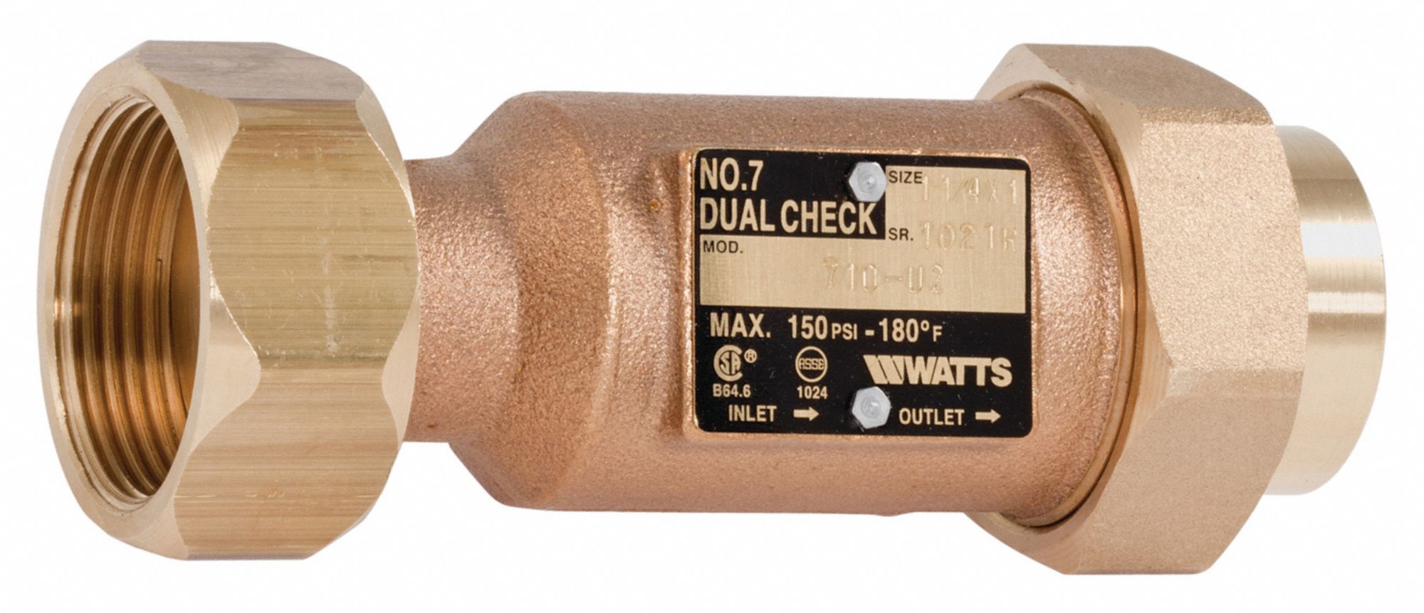 WATTS, LF7, 1 1/4 in Size, Backflow Preventer - 793HU7|1 1/4X1 LF7 10 ...