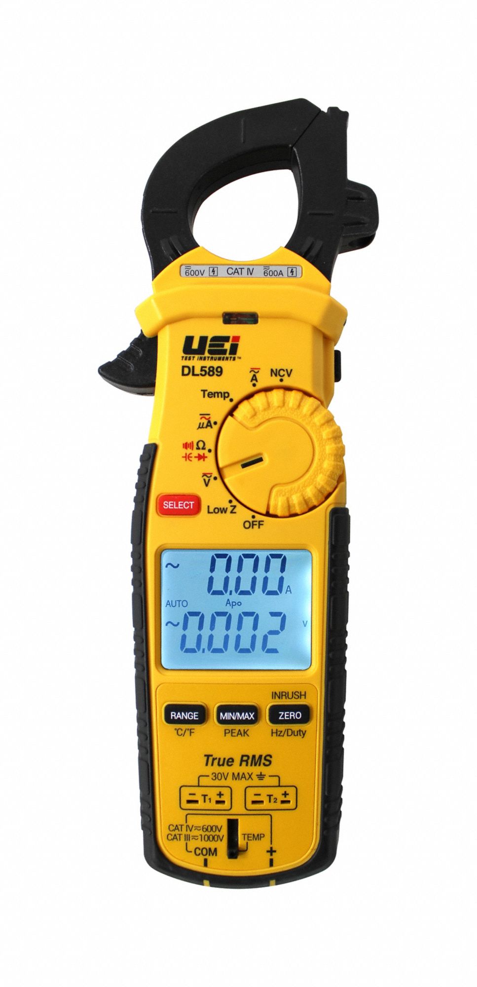 UEI TEST INSTRUMENTS, Clamp-Jaw Jaw, Included, True-RMS Dual Display ...