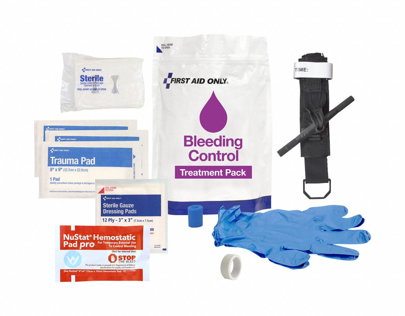 FIRST AID ONLY, Plastic Bag, 1 People Served, Bleeding Control Kit ...