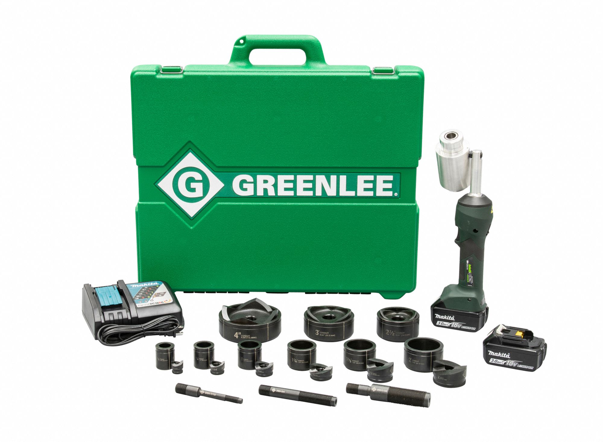 GREENLEE, 18V DC, 4 in Punching Capacity (Steel), Battery Knock Out Kit ...