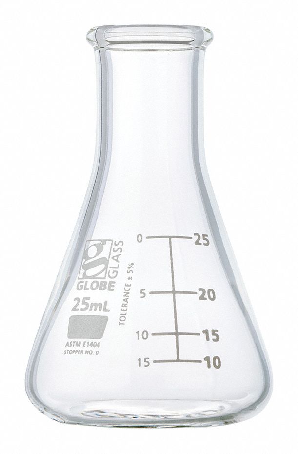 Glass, 25 mL Capacity - mL, Erlenmeyer Flask - 793VZ2|8400025 - Grainger