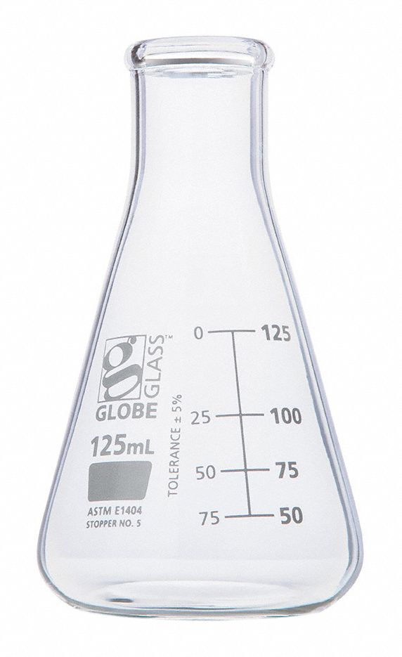Glass, 125 mL Capacity - mL, Erlenmeyer Flask - 793VZ4|8400125 - Grainger