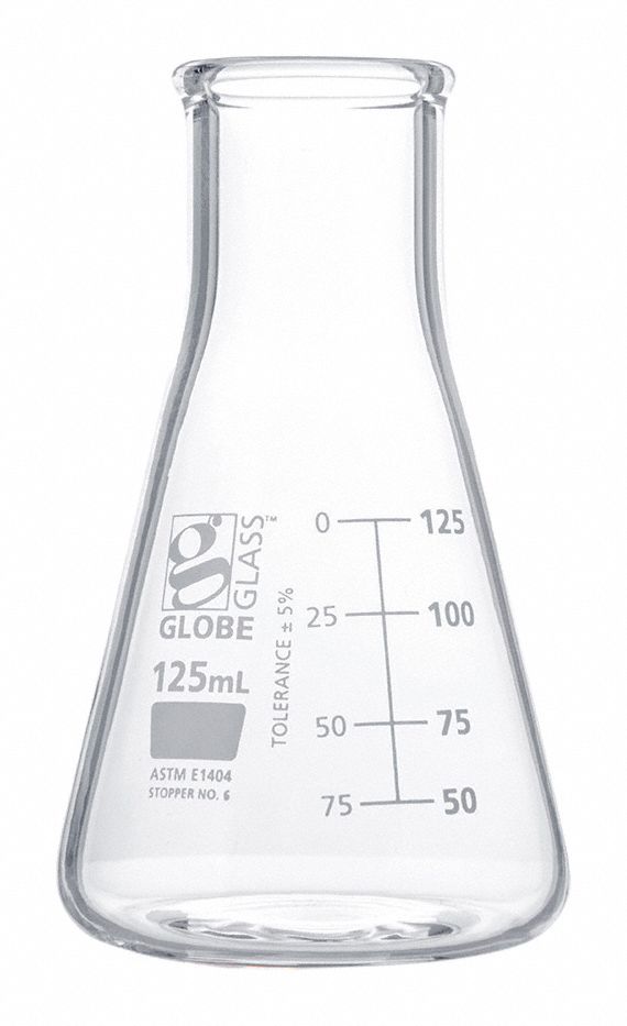 Glass, 125 mL Capacity - mL, Erlenmeyer Flask - 793W01|8410125 - Grainger