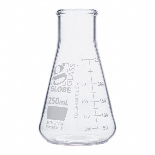 Glass, 250 mL Capacity - mL, Erlenmeyer Flask - 793W02|8410250 - Grainger