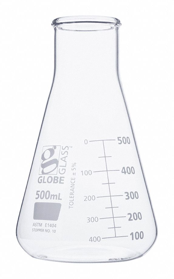 Glass, 500 mL Capacity - mL, Erlenmeyer Flask - 793W03|8410500 - Grainger