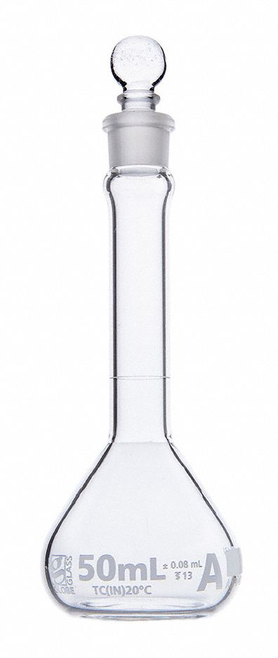 Borosilicate Glass, 50 mL Capacity - mL, Volumetric Flask - 793W33 ...