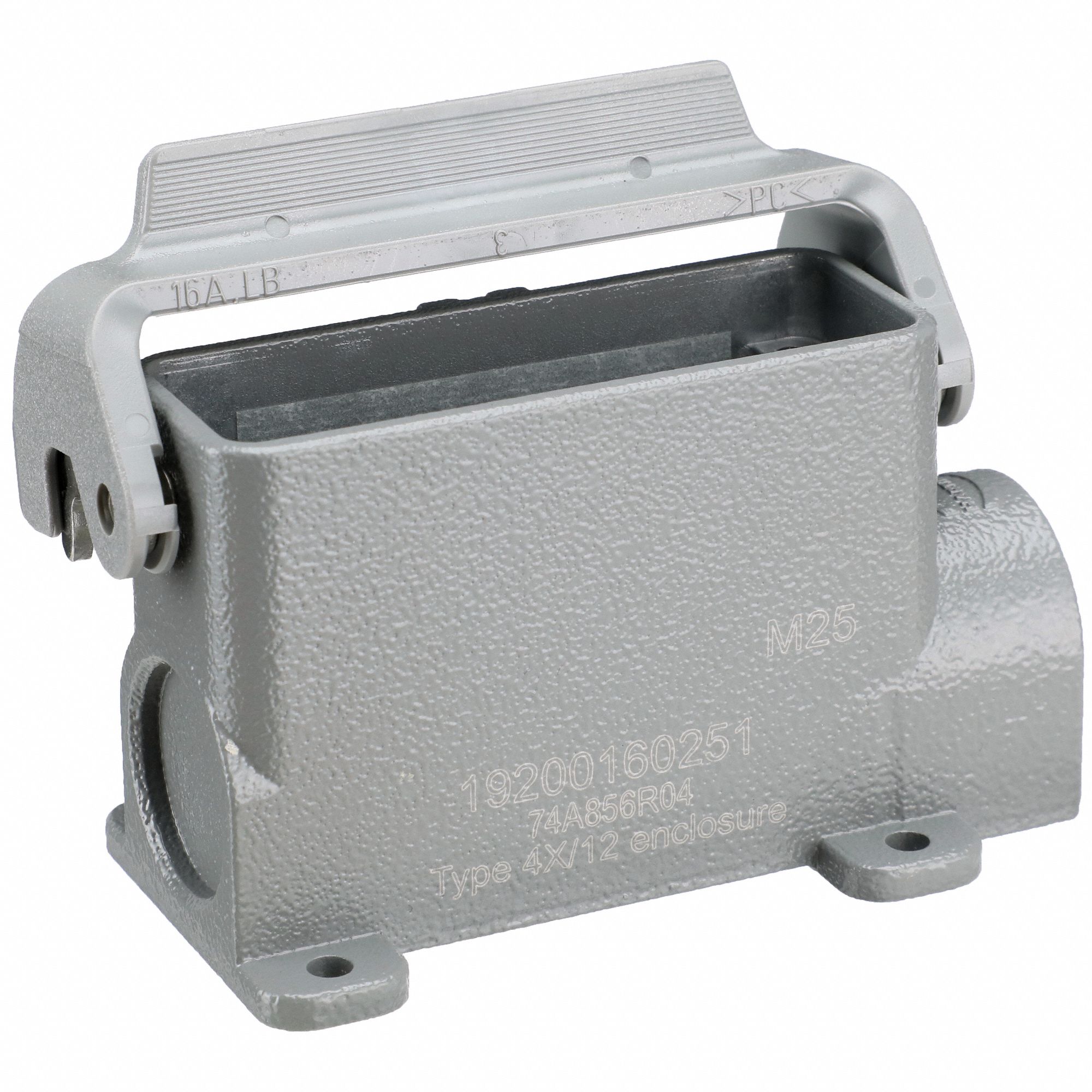 HARTING, Size 16 A, Surface Mount, M25 Rectangular Connector Housing - 793Y37|19200160251 - Grainger
