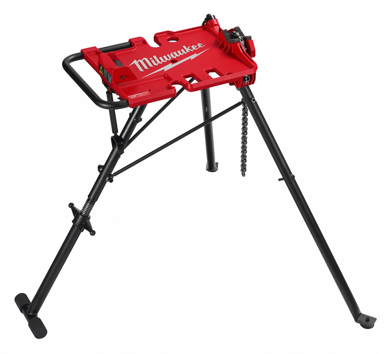 MILWAUKEE, Folding Tripod Leg, 0.125 in – 6 in Pipe Size Range, Tripod ...