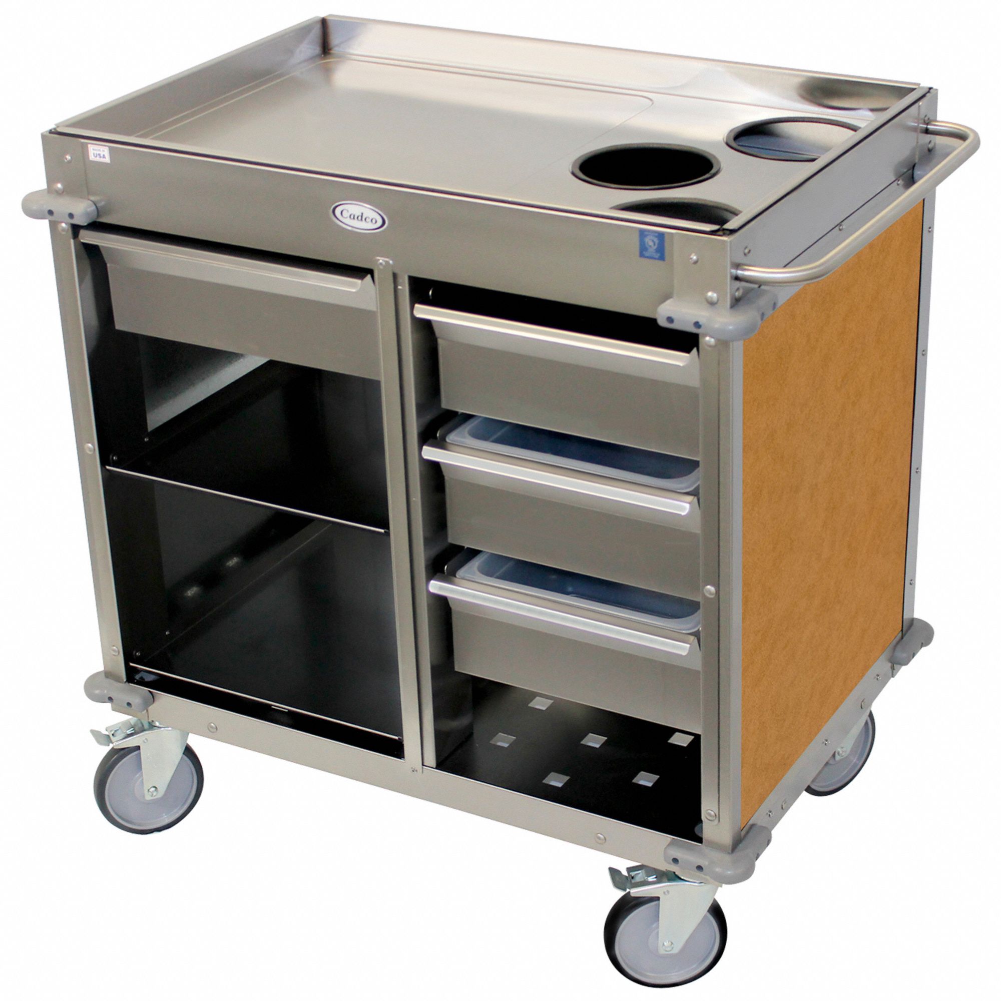 CADCO, 40 5/8 in Overall Lg, 39 3/4 in Overall Ht, Food Service Cart ...