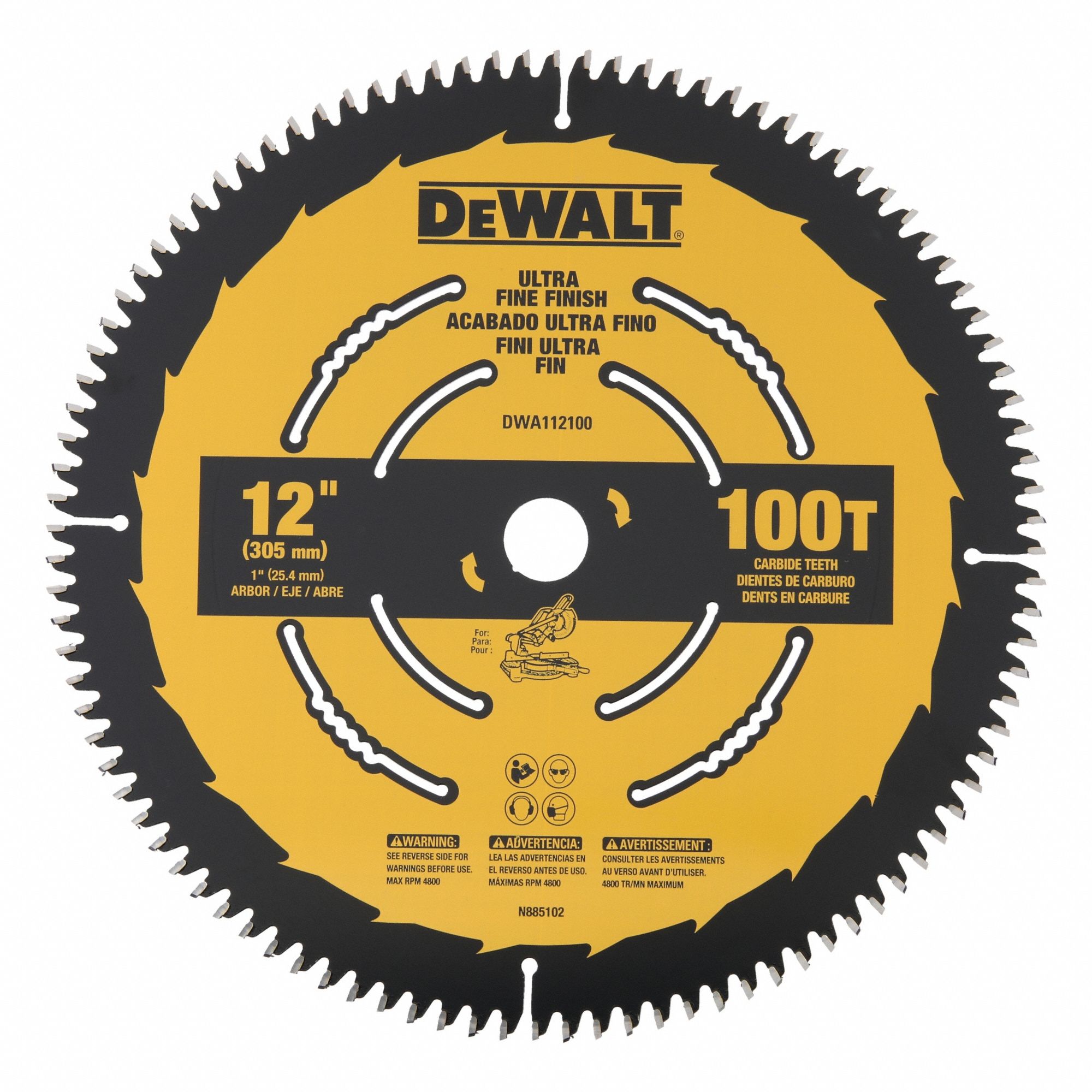 DEWALT, 12 in Blade Dia., 100 Teeth, Circular Saw Blade - 797F23 ...