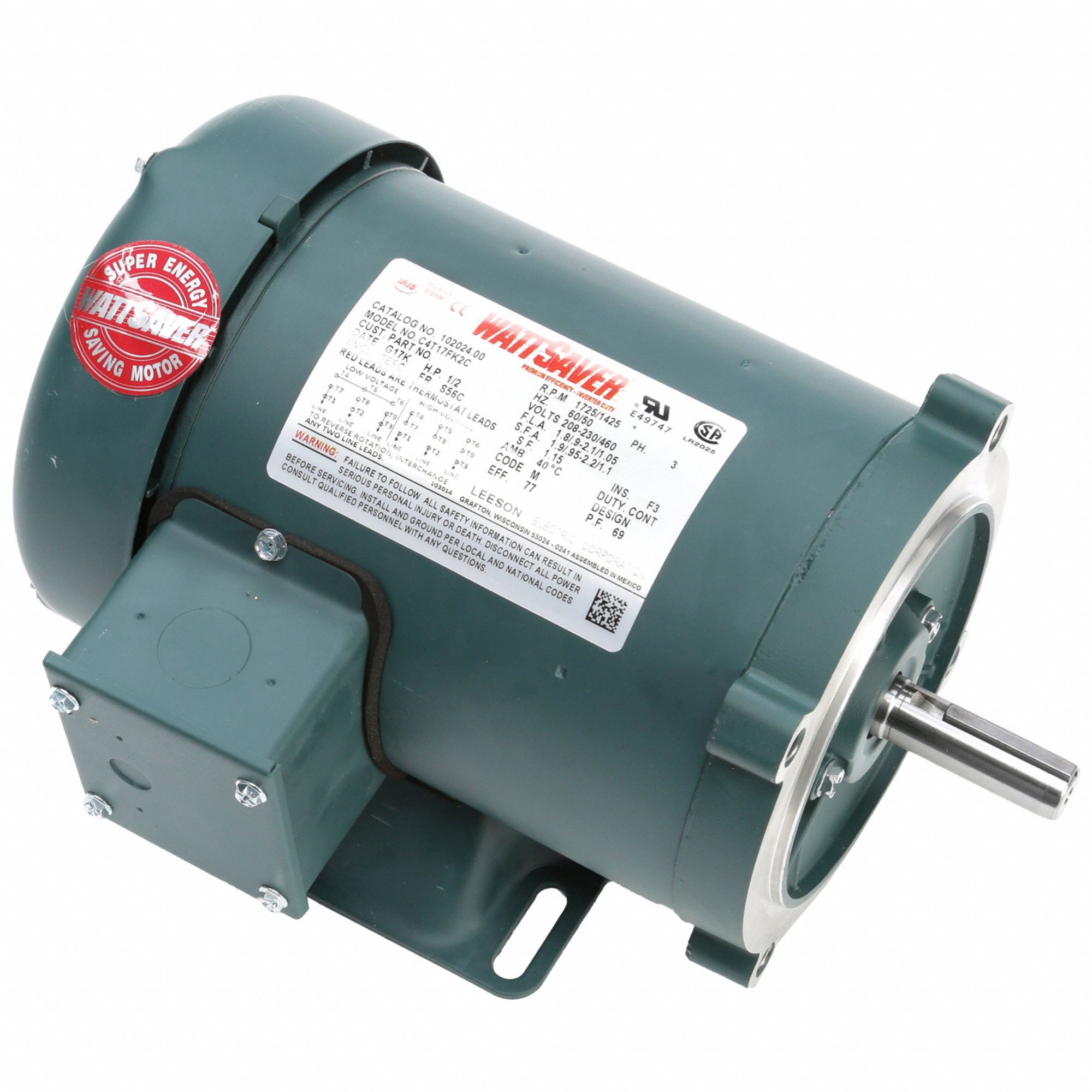 LEESON, Totally Enclosed Air-Over, Rigid Base Mount, General Purpose ...