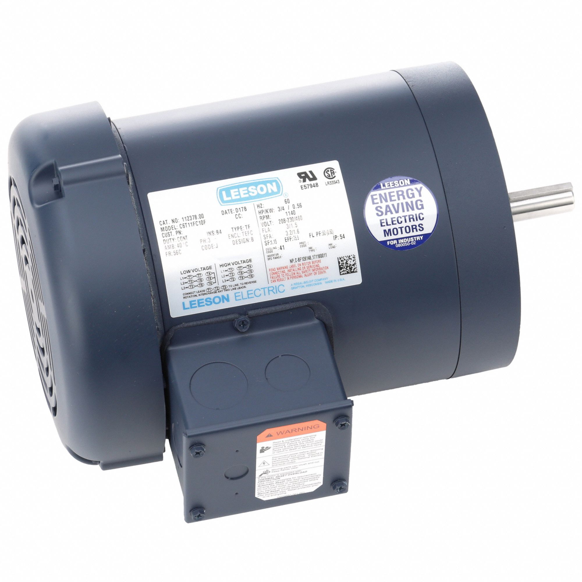 LEESON, Totally Enclosed Air-Over, C-Face Mount, General Purpose Motors ...