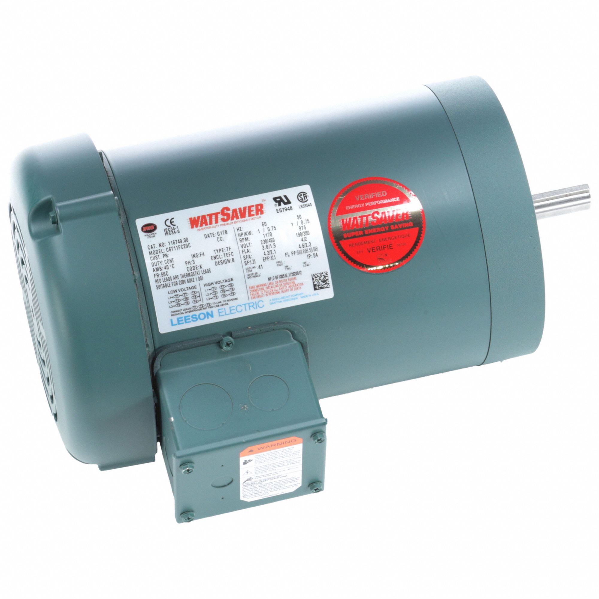 LEESON, Totally Enclosed Air-Over, Face Mount, General Purpose Motors ...