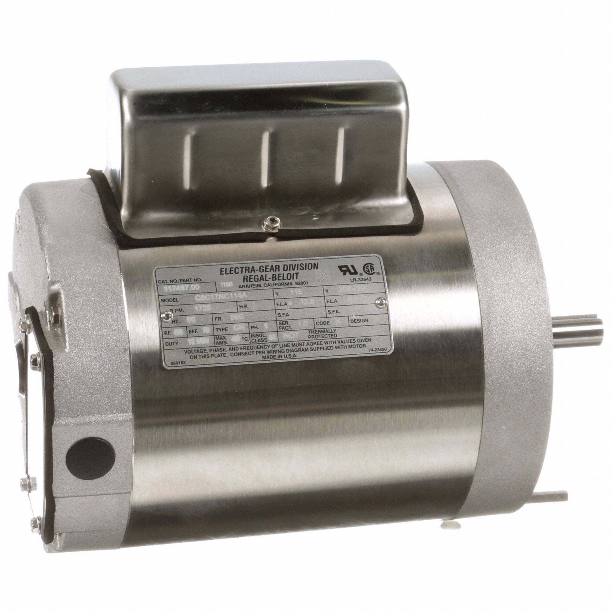 LEESON, Capacitor-Start, 1 hp Horsepower, Washdown Motor - 798KL8 ...