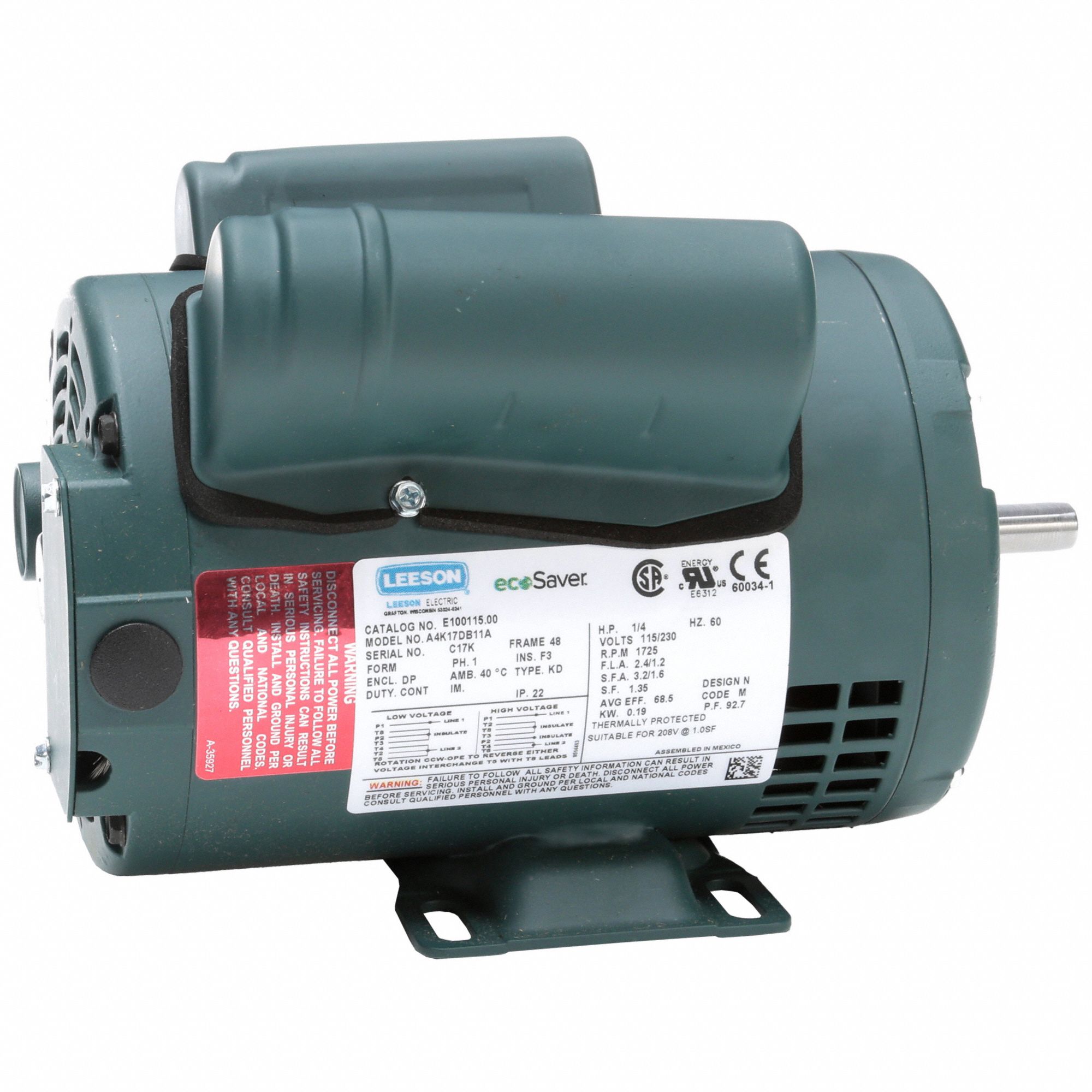 LEESON, Single Phase, 1/4 hp, General Purpose Motor - 798KP3|E100115.00 ...