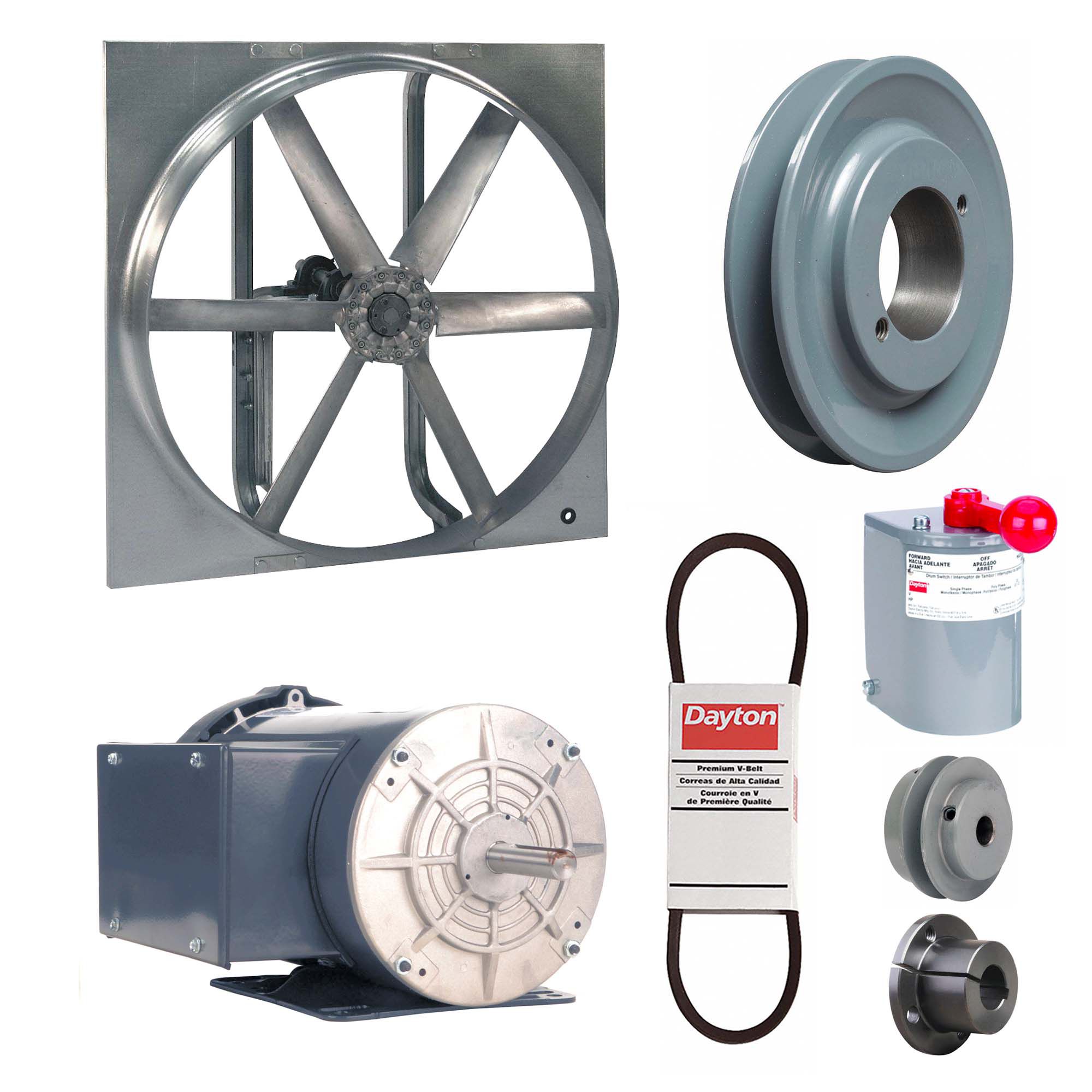 Belt Drive, 30 in Blade, Exhaust/Supply Fan - 7AR12|7AR12 - Grainger