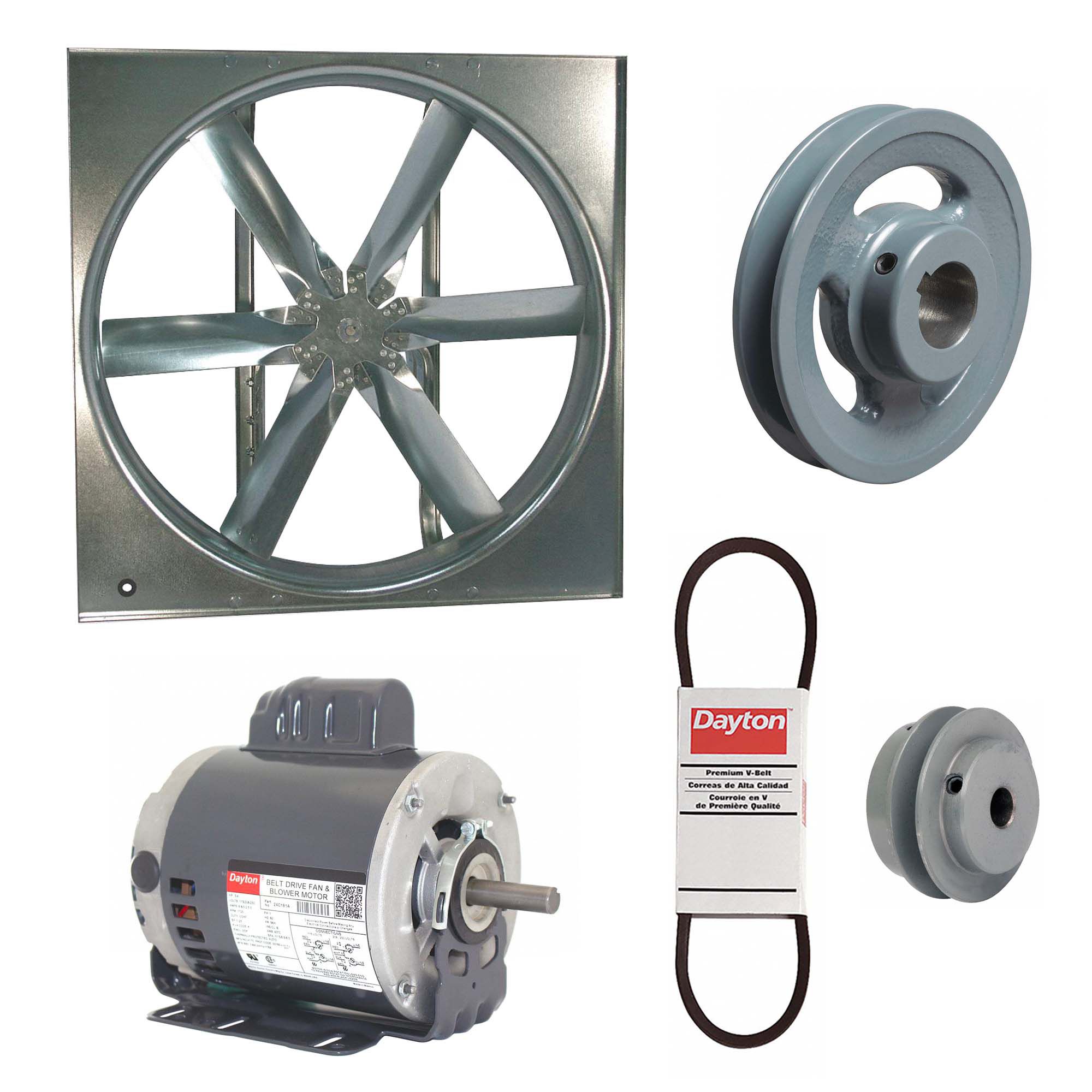 DAYTON, Belt Drive, 24 in Blade, Supply Fan w/Drive Package - 7CC10 ...